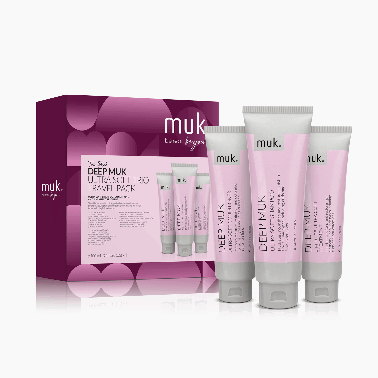 Deep muk Ultra Soft Trio Travel Pack 100ml - muk haircare